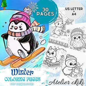 Cute Kawaii Winter Coloring Pages for Kids | Winter Activity Sheets ...
