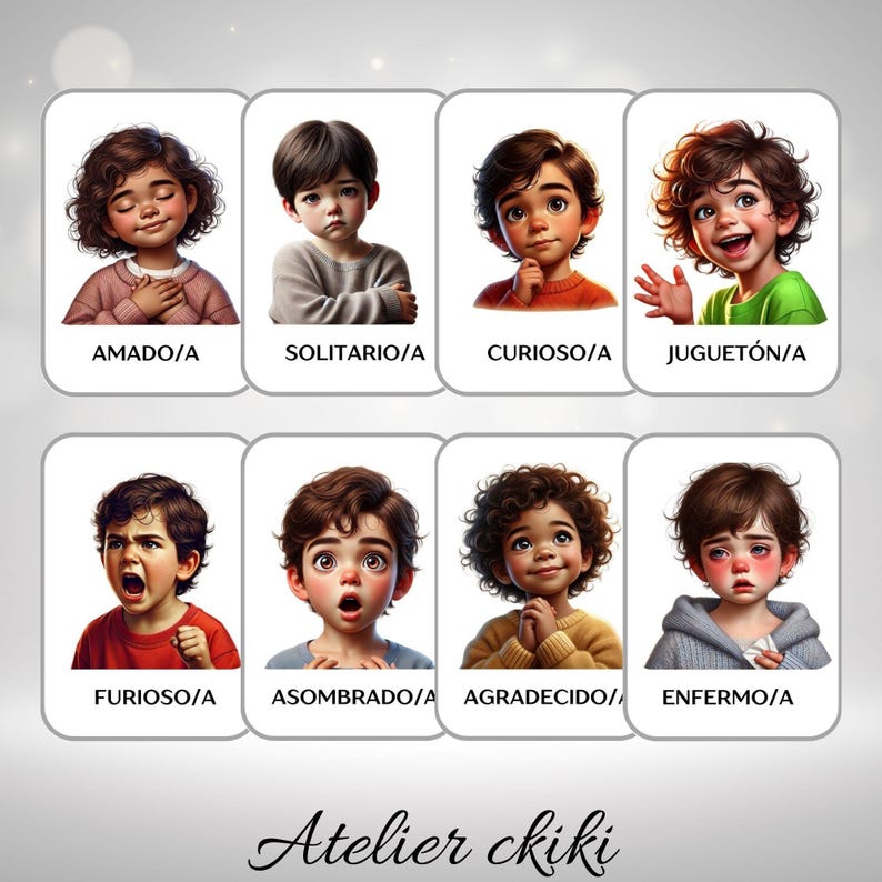 40 Tarjetas de Emociones para Niños / Tarjetas de Sentimientos para ...