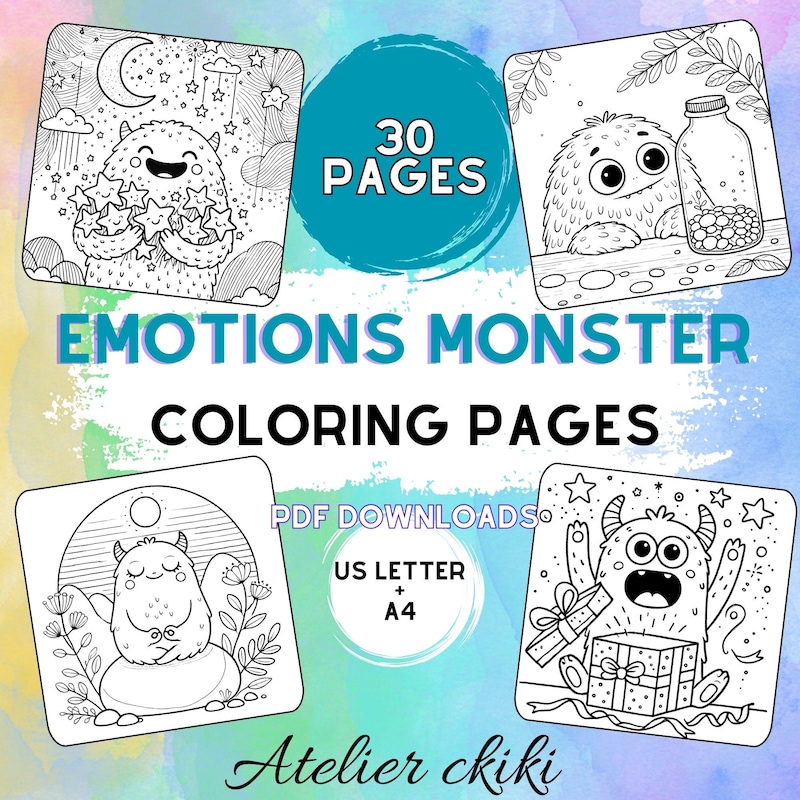 Emotionsmonster zum ausmalen - Etsy.de