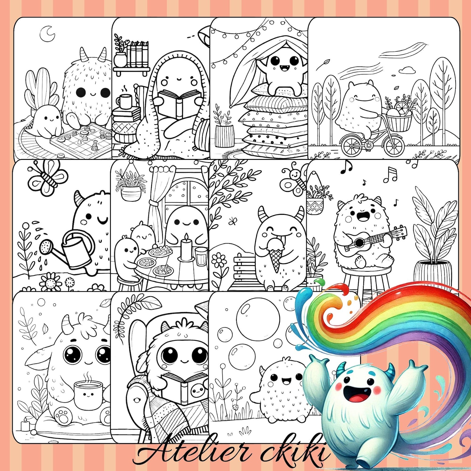 Cute Monster Coloring Pages | 30 Cozy Friends and Relaxing Fun for Kids ...