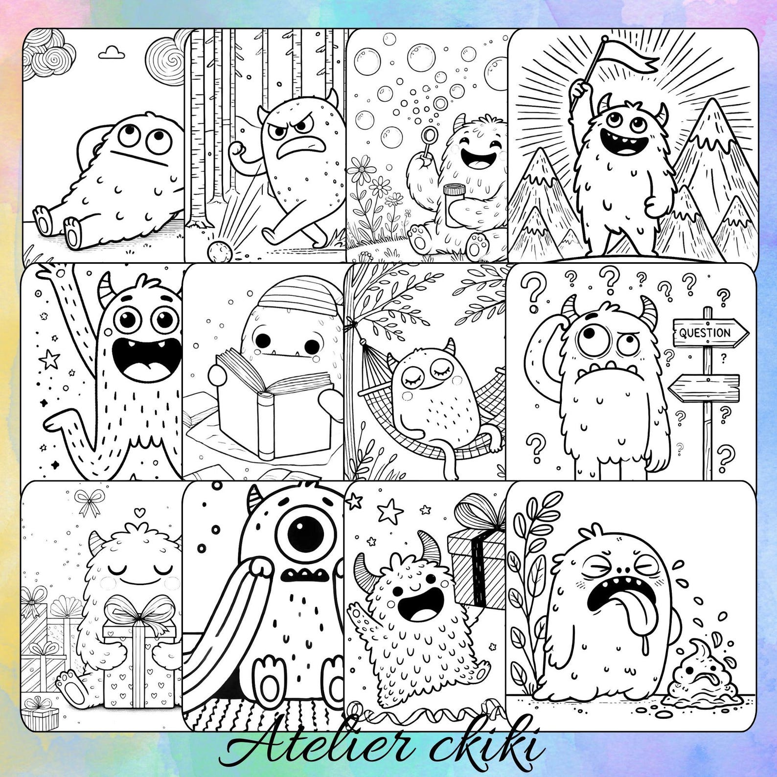 30 Emotions Monster Coloring Pages Cute Mindful Activity for Emotional ...