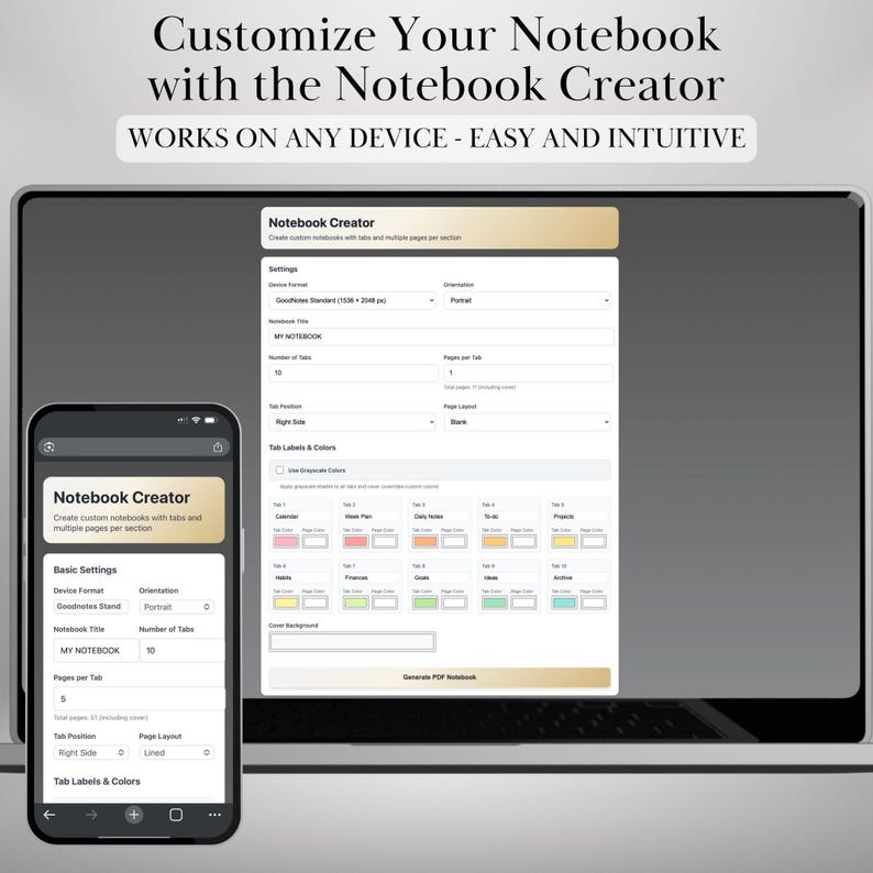 Custom Hyperlinked Notebook Creator | Build Your Own Digital Notebook ...