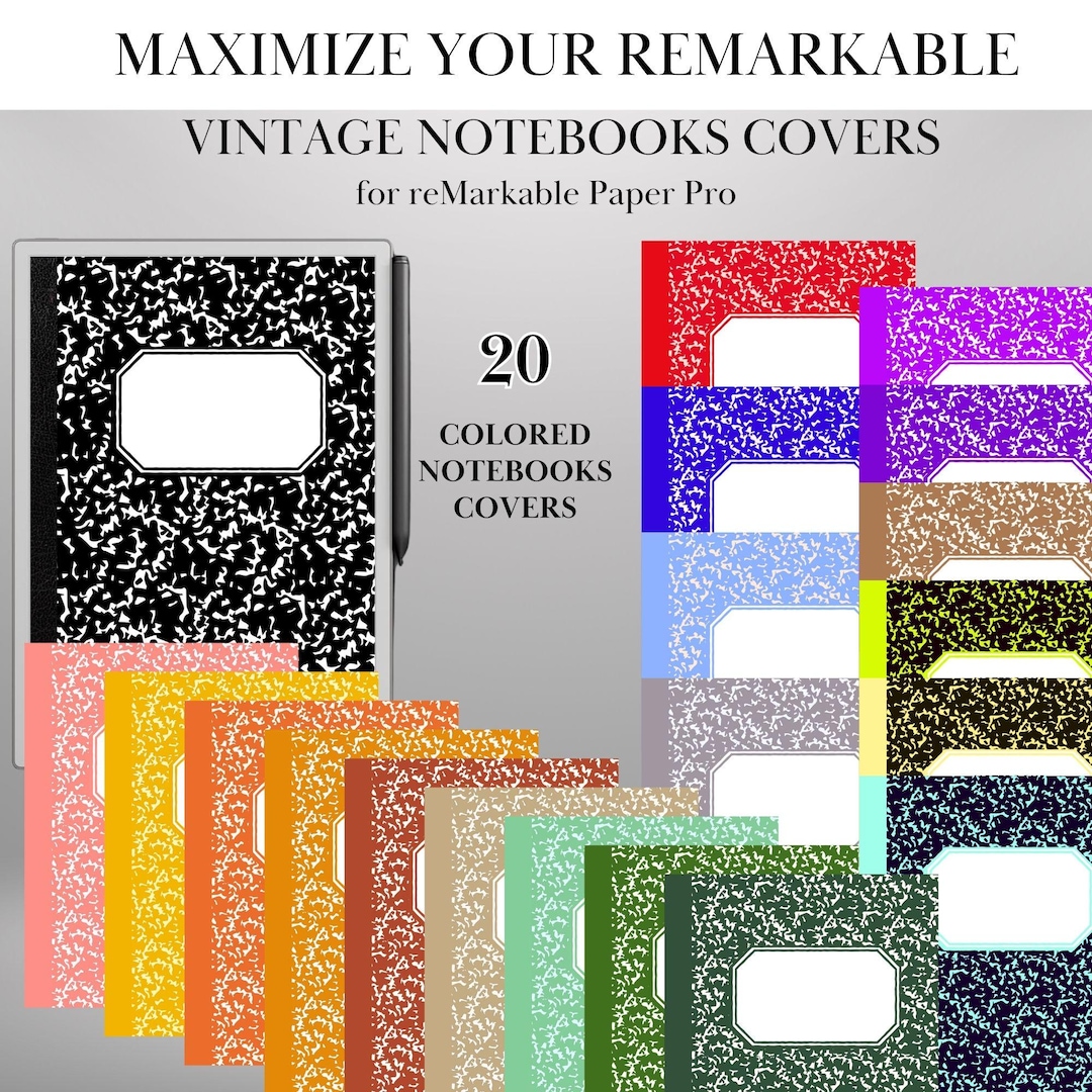 Vintage Notebook Covers for Remarkable Paper Pro Template Colored ...
