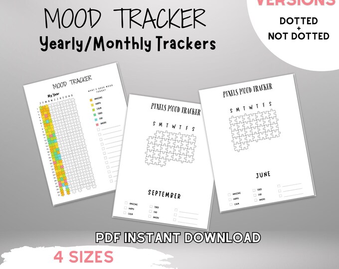 Year in Pixels Mood Tracker Printable for Journal Planner - Etsy Canada