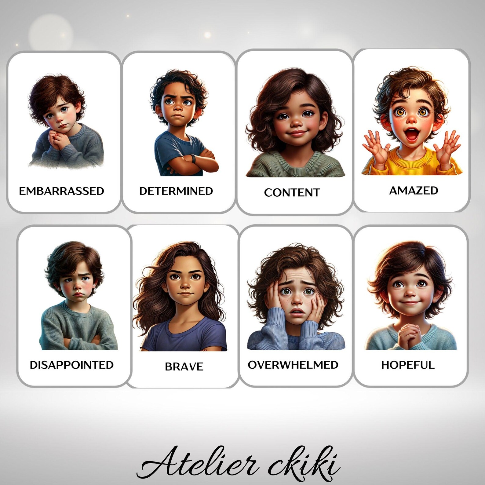 40 cartes-éclair émotions pour enfants | Cartes de sentiments pour un ...
