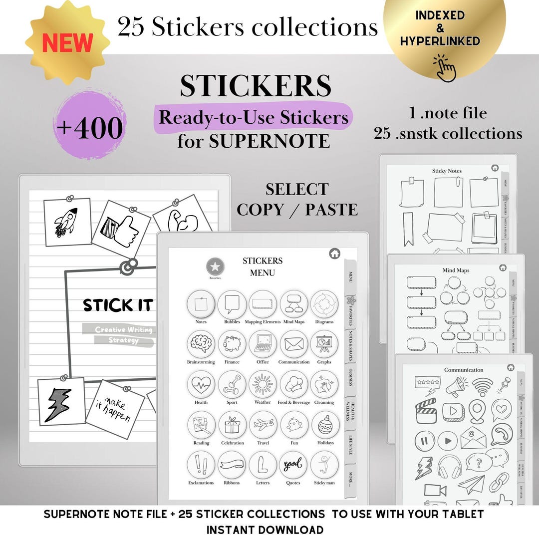 Supernote Stickers A5X, A6X and Manta Supernote Templates Digital ...