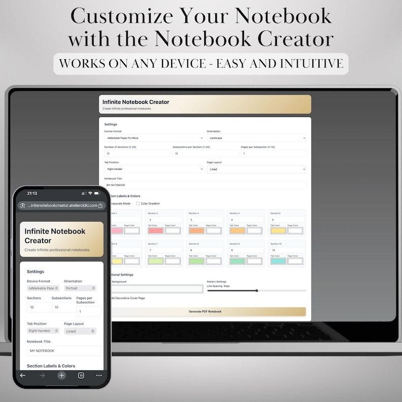Infinite Notebook Templates Creator for Remarkable Paper Pro Move, Rm2 ...