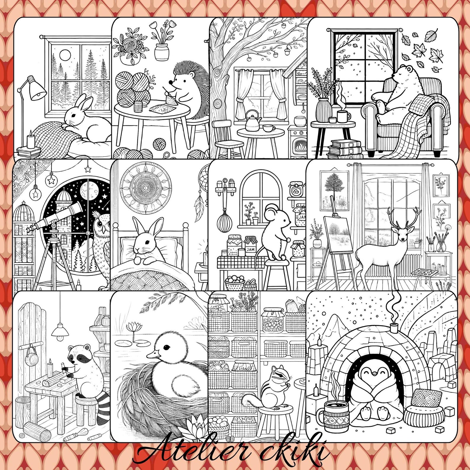30 Hygge Houses Coloring Pages Relaxing and Mindful Coloring for Adults ...