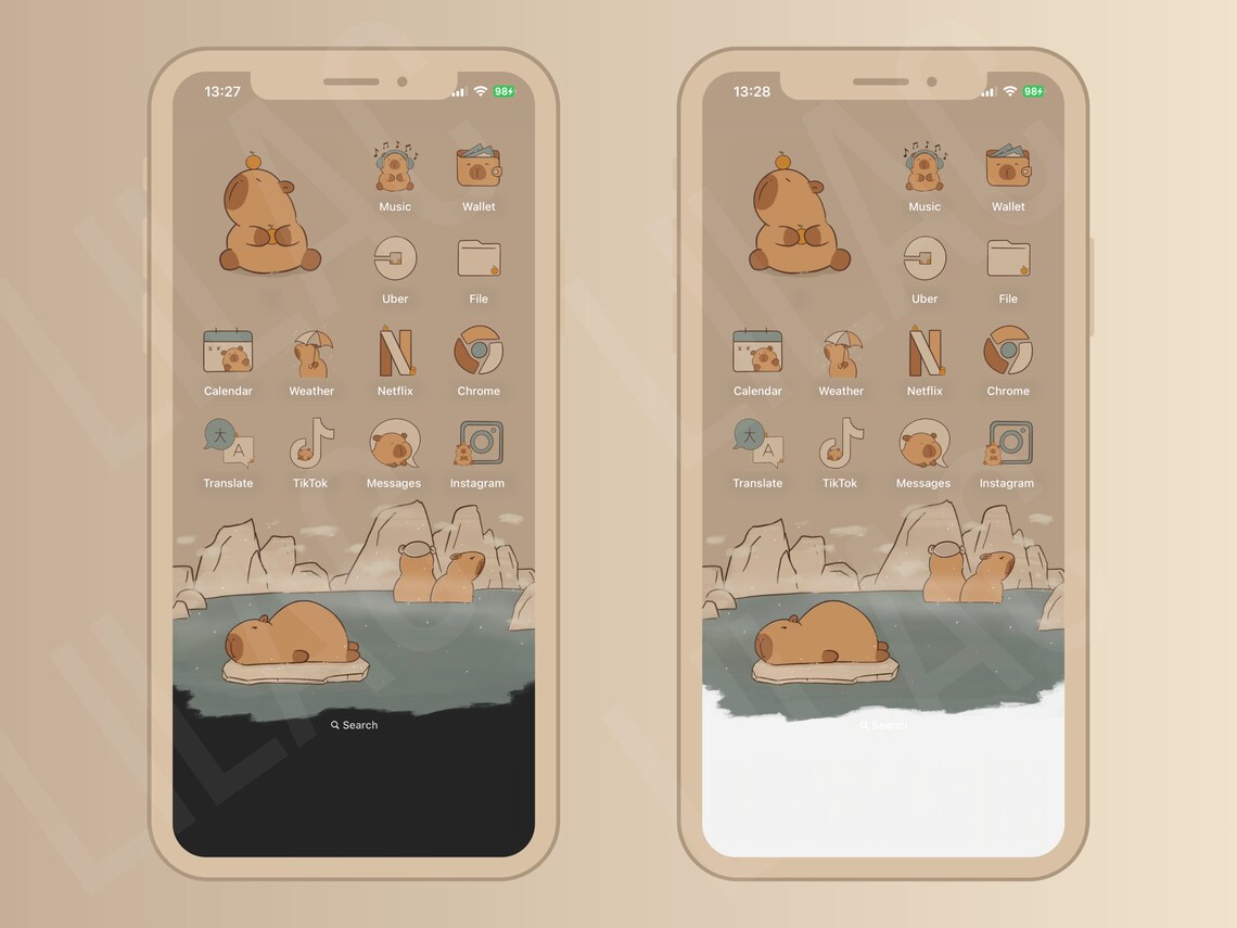 Capybara Icon Pack for Ios, Android, Tablet, Cute Animal Icons, Wallpapers, Widgets, App Theme ...