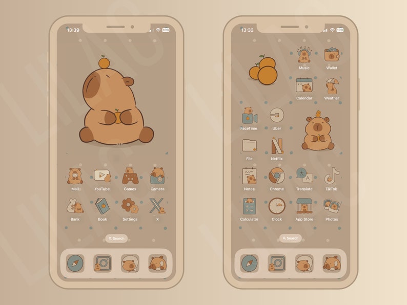Capybara Icon Pack for Ios, Android, Tablet, Cute Animal Icons ...