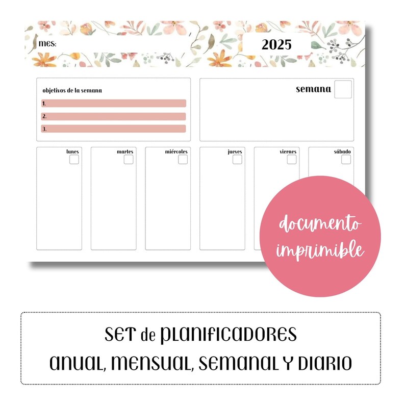 Printable Planner Set - Yearly, Monthly, Weekly, and Daily. Organize ...