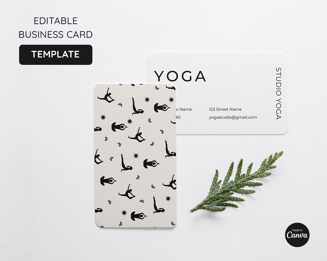 Business Card Template, Yoga Business Card, Canva Template, Editable ...