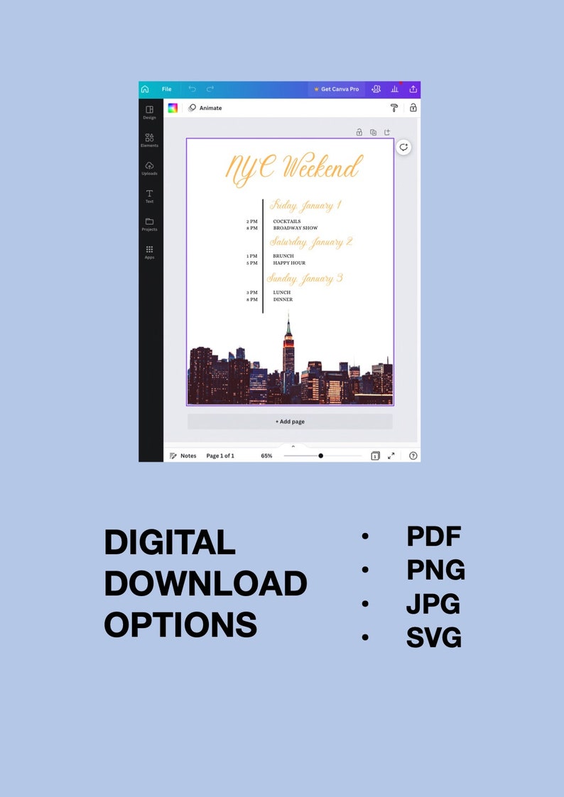 NYC Travel Itinerary Template, New York City, Schedule, Agenda ...