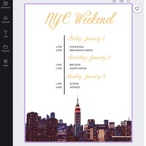 NYC Travel Itinerary Template, New York City, Schedule, Agenda ...
