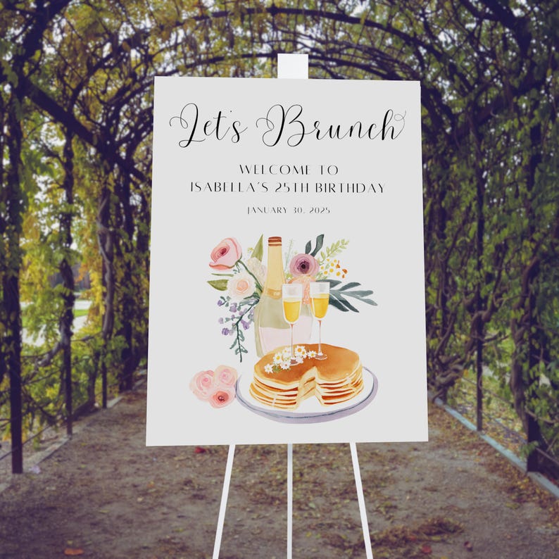 Elegant Let's Brunch Welcome Sign, Birthday Brunch Sign, Editable ...