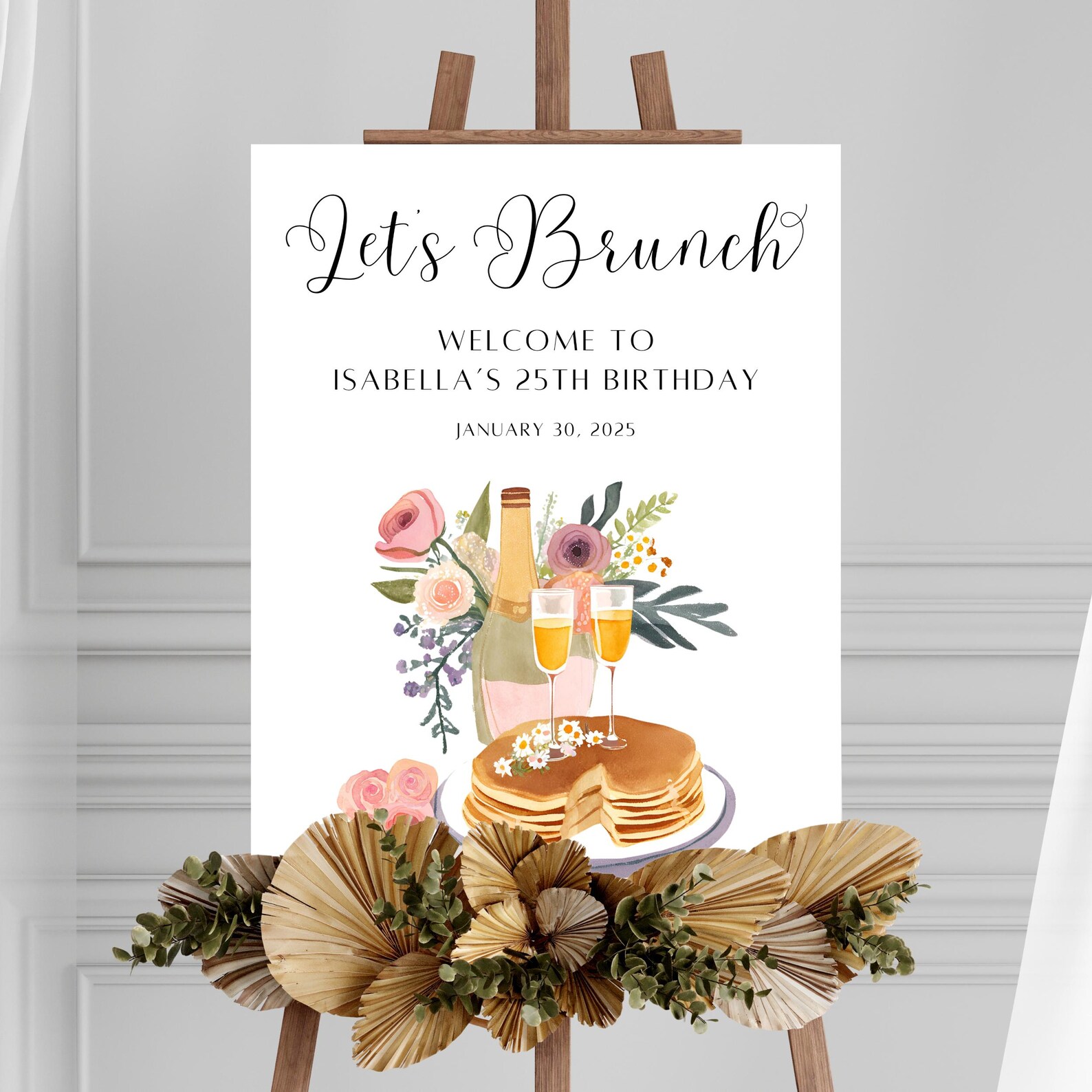 Elegant Let's Brunch Welcome Sign, Birthday Brunch Sign, Editable ...