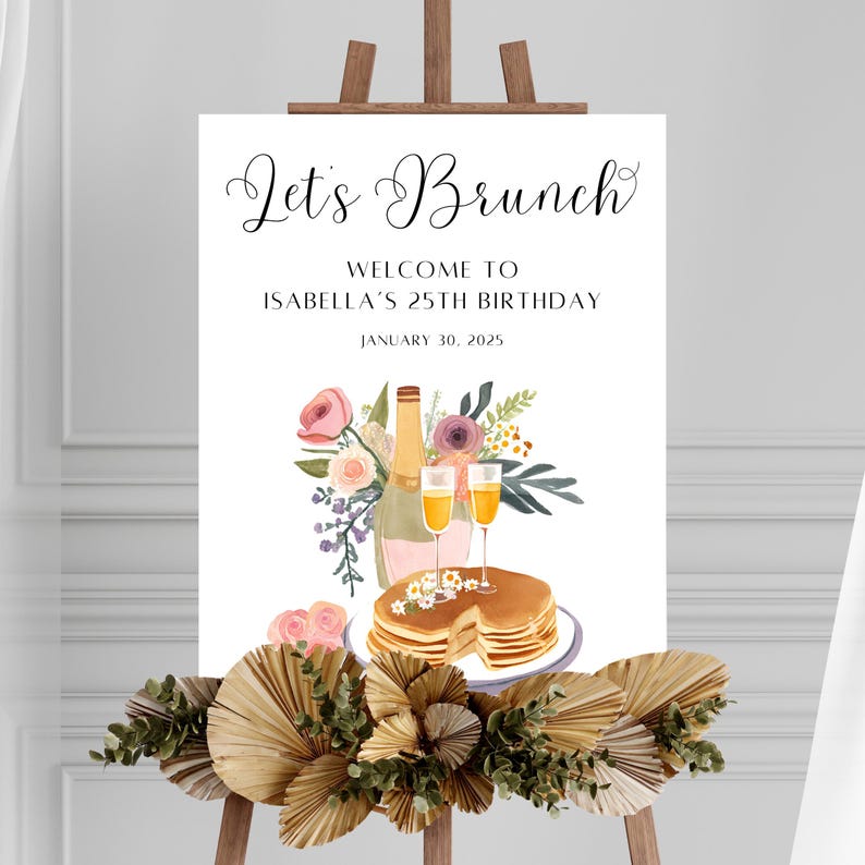 Elegant Let's Brunch Welcome Sign, Birthday Brunch Sign, Editable ...