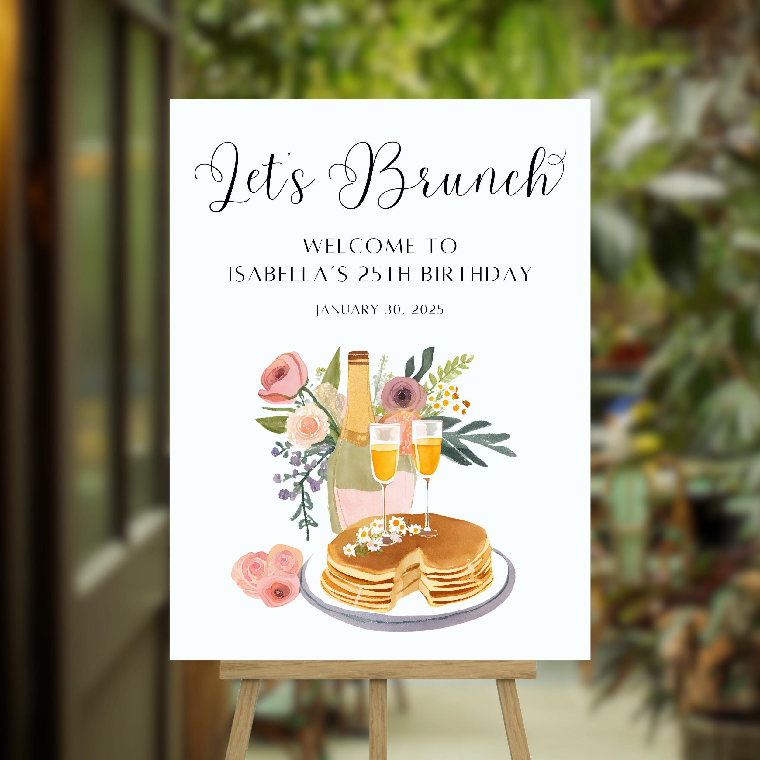 Elegant Let's Brunch Welcome Sign, Birthday Brunch Sign, Editable ...