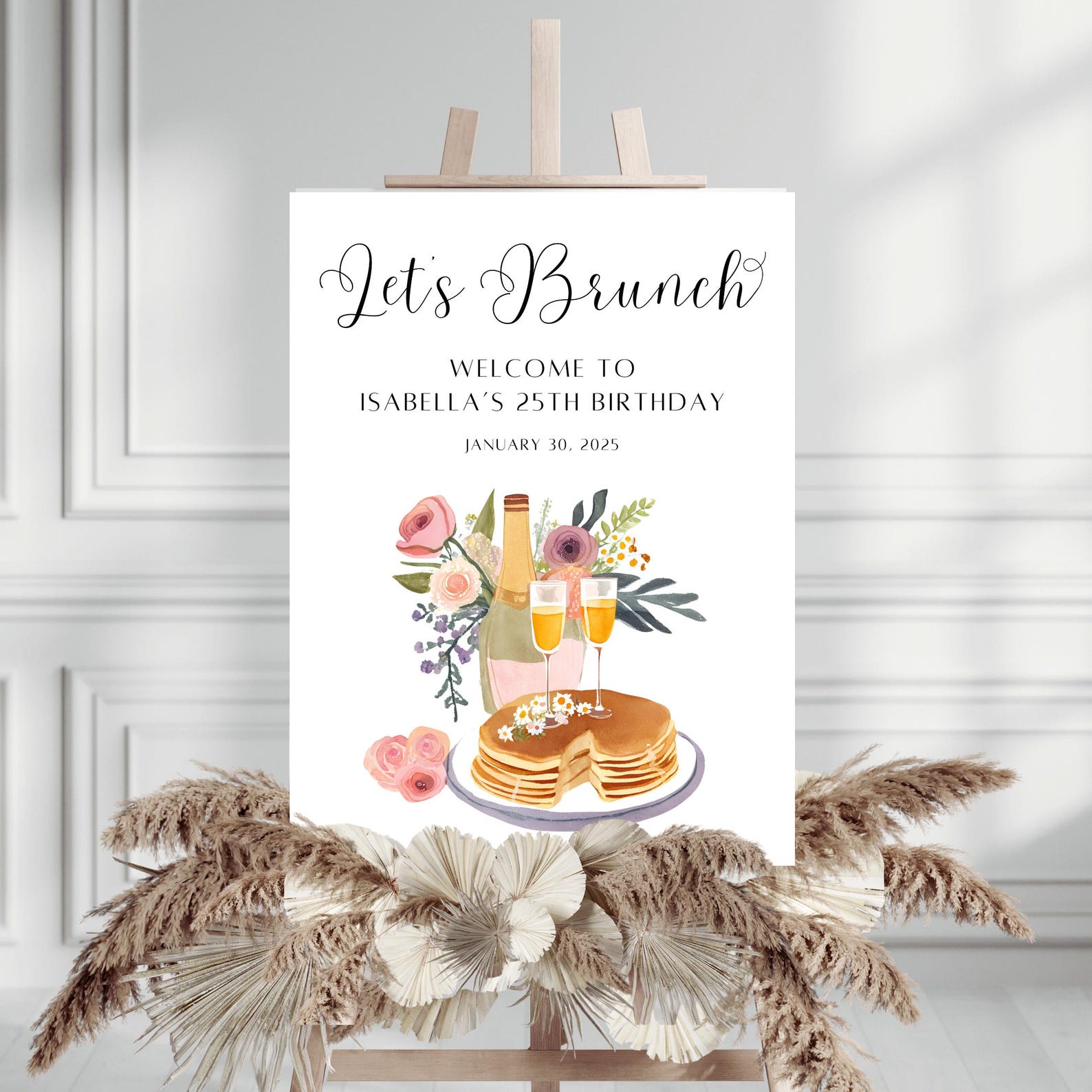 Elegant Let's Brunch Welcome Sign, Birthday Brunch Sign, Editable ...