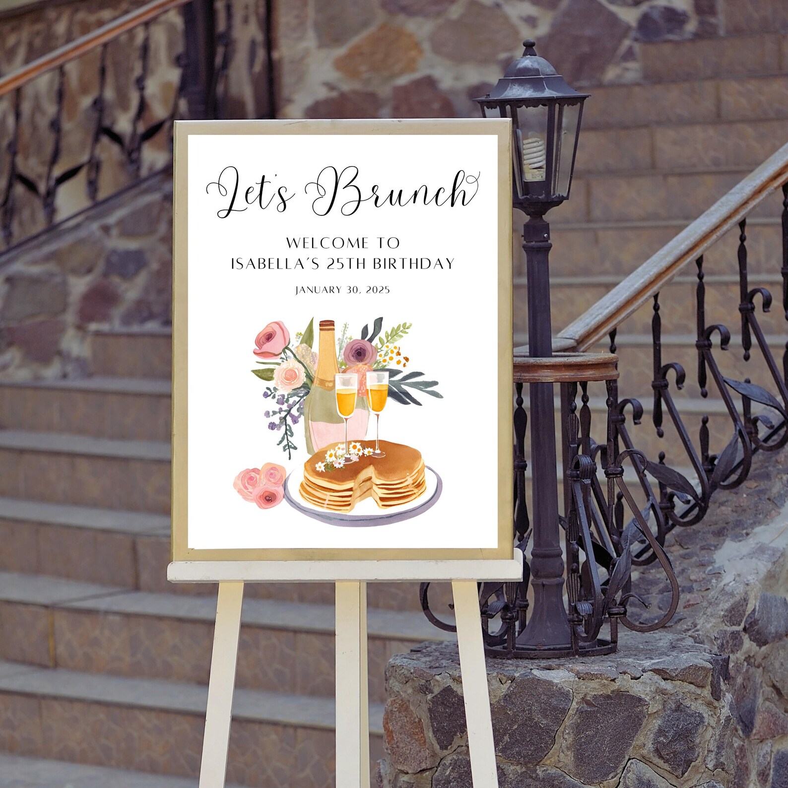 Elegant Let's Brunch Welcome Sign, Birthday Brunch Sign, Editable ...