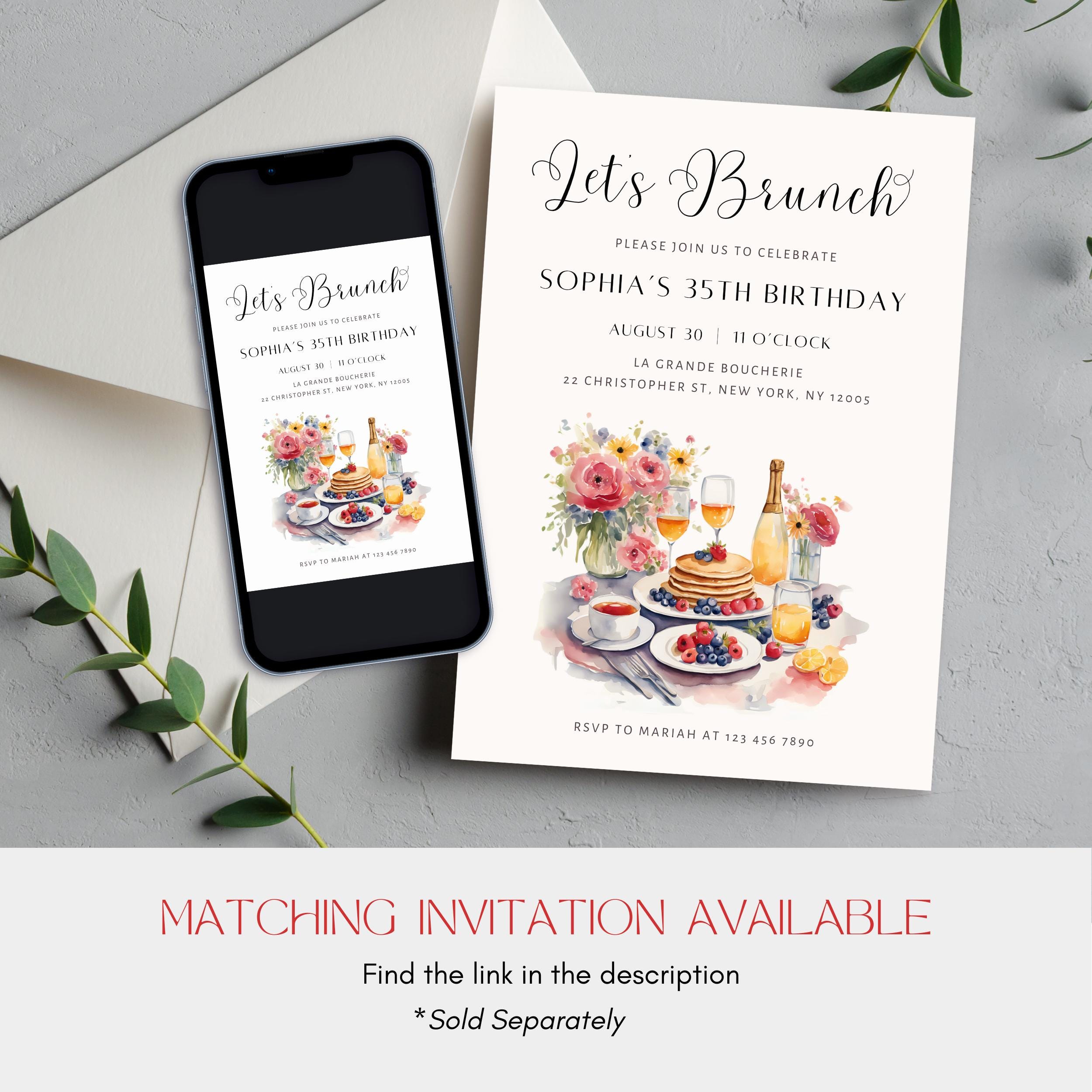 Elegant Let's Brunch Welcome Sign, Editable Birthday Brunch Sign ...