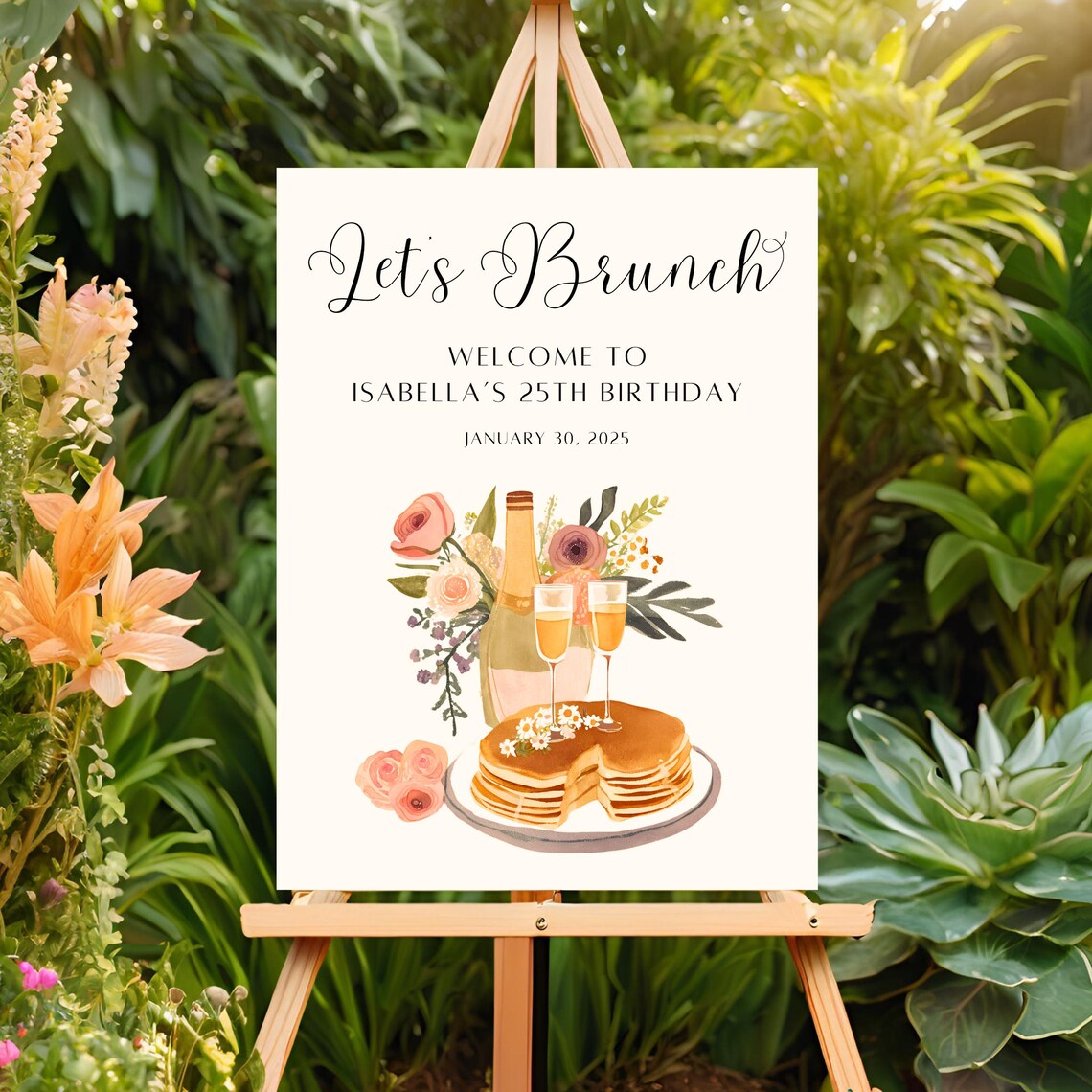Elegant Let's Brunch Welcome Sign, Birthday Brunch Sign, Editable ...