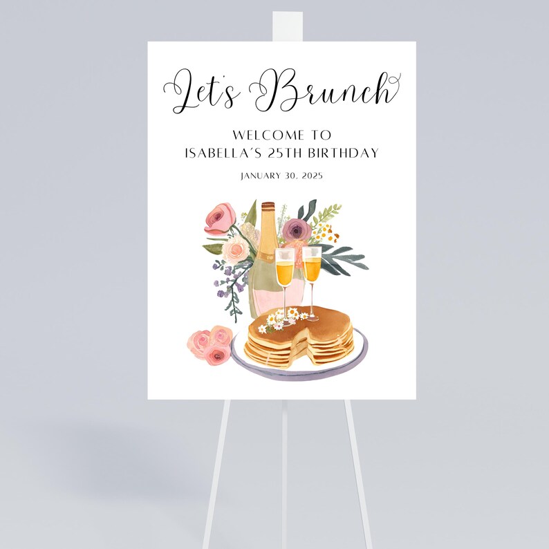 Elegant Let's Brunch Welcome Sign, Birthday Brunch Sign, Editable ...