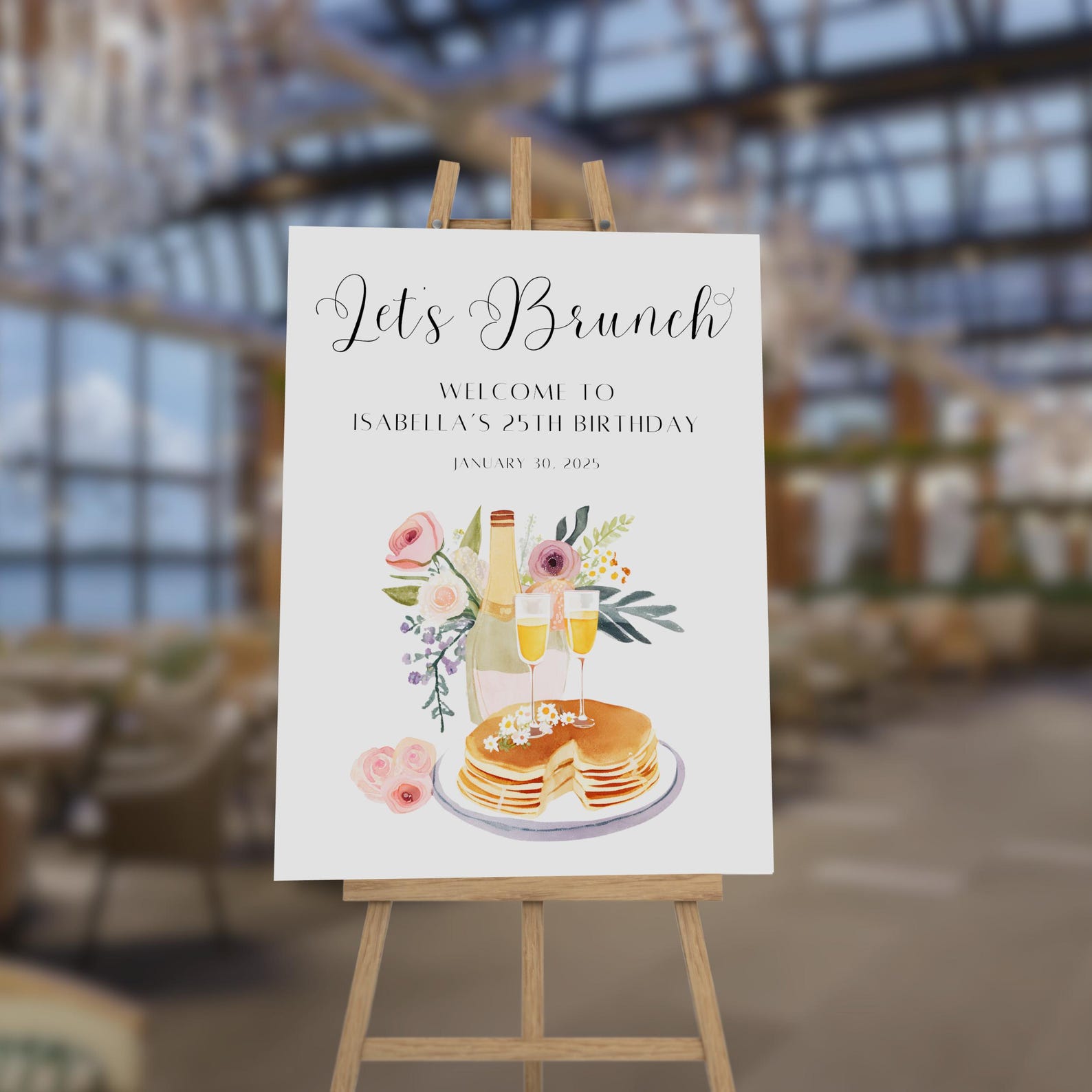 Elegant Let's Brunch Welcome Sign, Birthday Brunch Sign, Editable ...