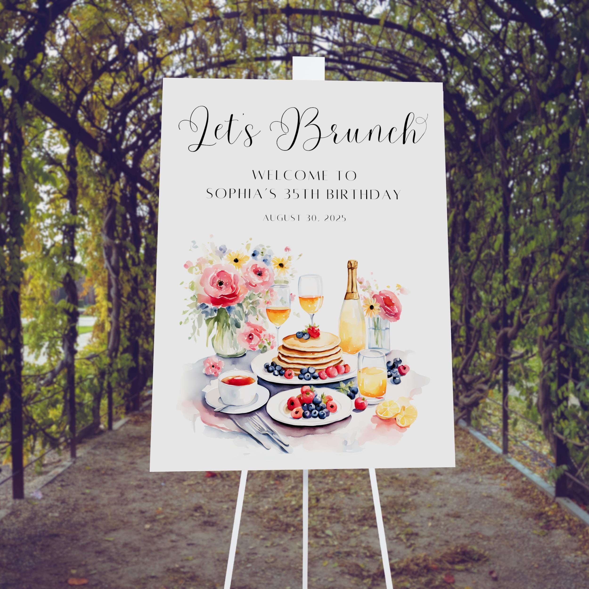 Elegant Let's Brunch Welcome Sign, Editable Birthday Brunch Sign ...