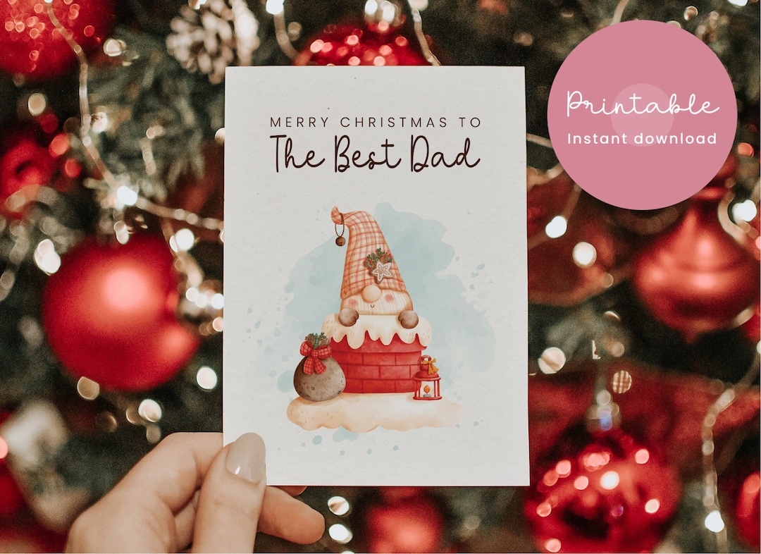 DAD Christmas Card, Dad Christmas Card From Children, GNOME Christmas ...