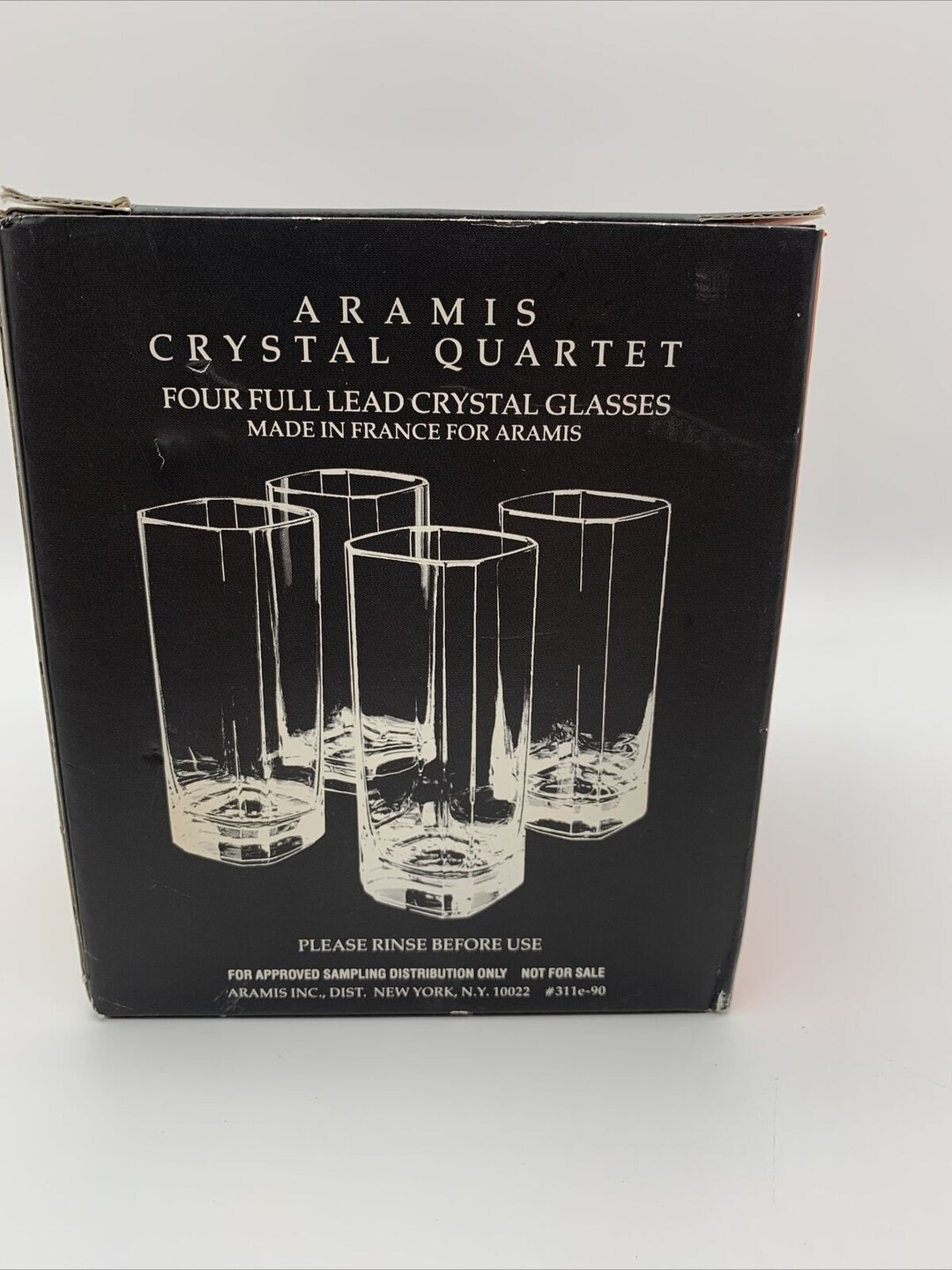ARAMIS 4 Full Lead Crystal Quartet Tall Glasses in Original Box France ...