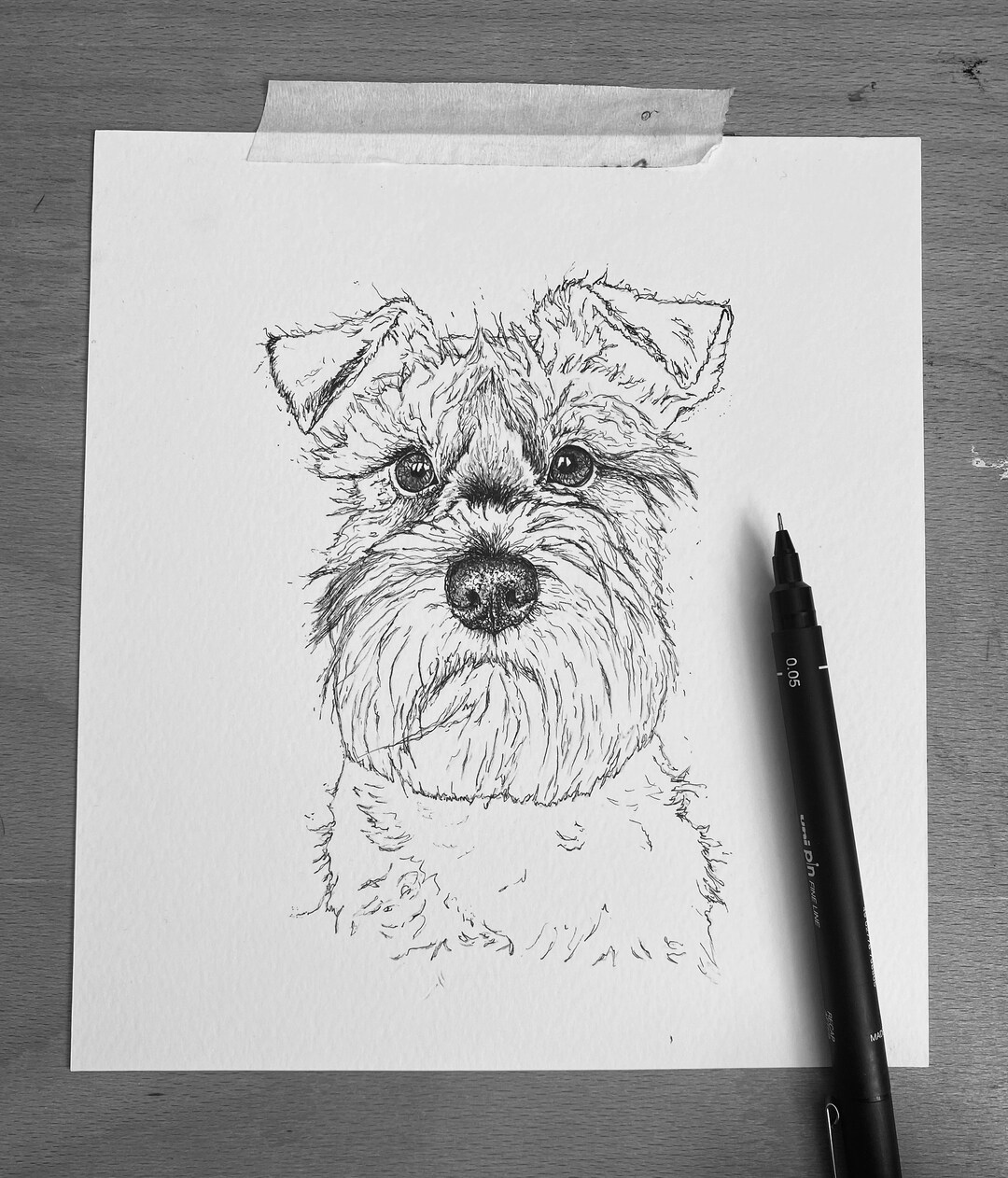 Framed Custom Pet Line Drawing in Black and White - Etsy