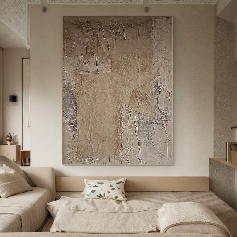 Brown Minimalist Painting, Brown Wabi-sabi Wall Art, Brown Wall Art ...