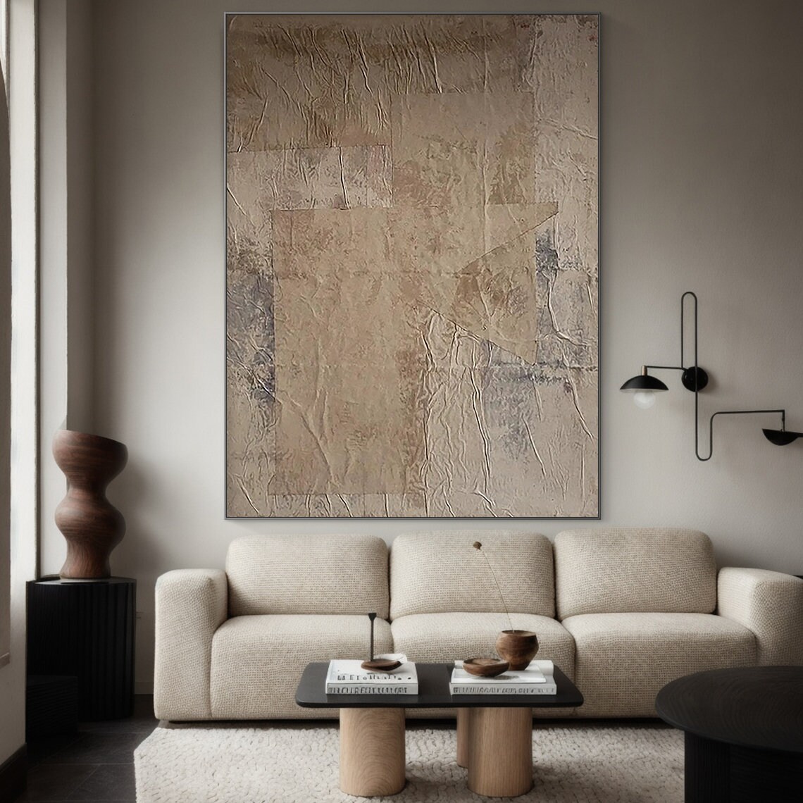 Brown Minimalist Painting, Brown Wabi-sabi Wall Art, Brown Wall Art ...