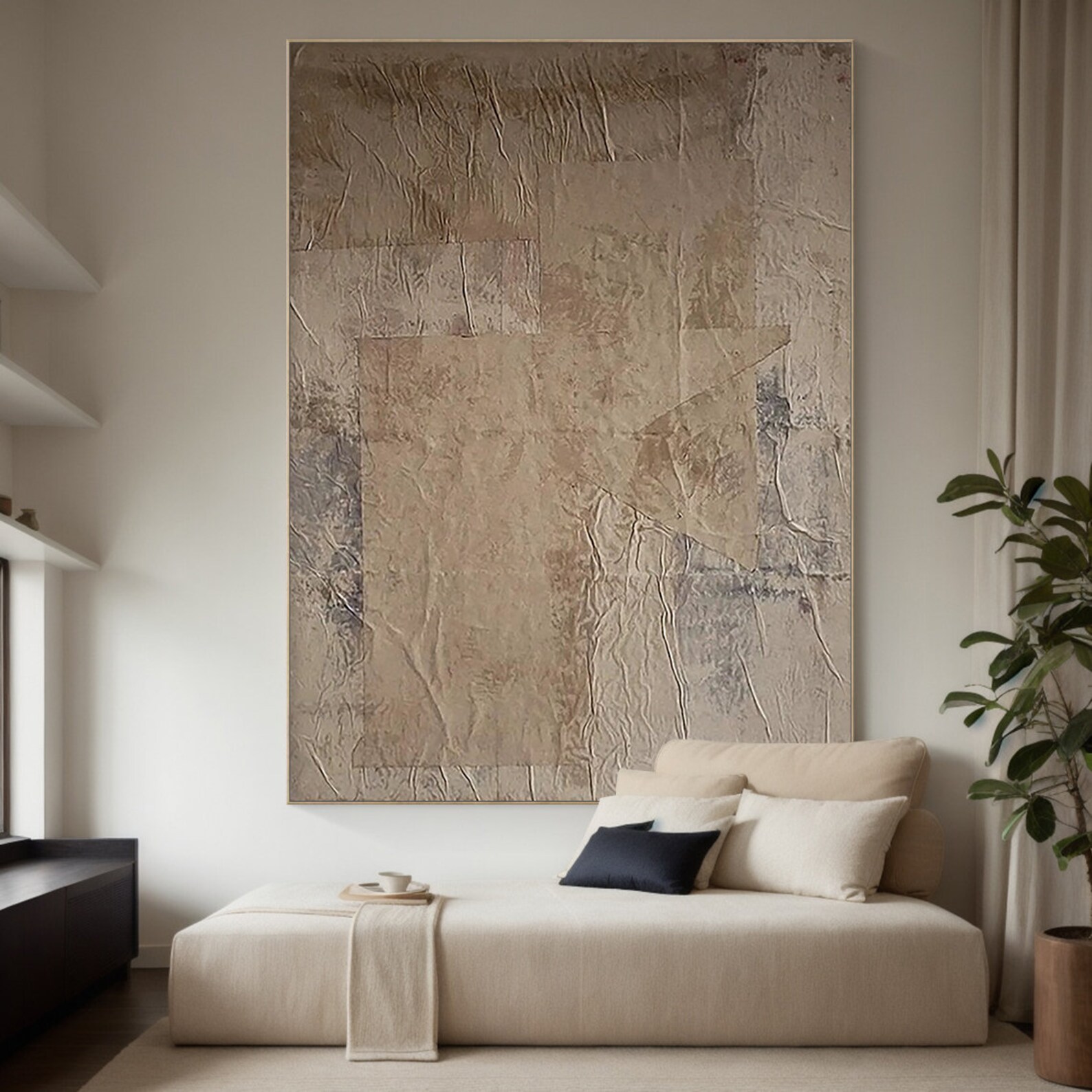 Brown Minimalist Painting, Brown Wabi-sabi Wall Art, Brown Wall Art ...