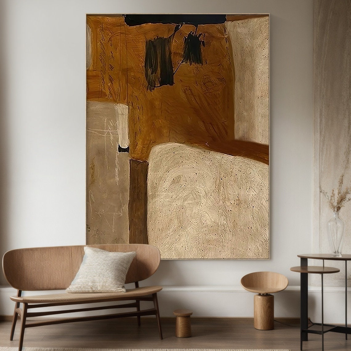 Original Earth Tone Abstract Painting, Terracotta Texture Art ...