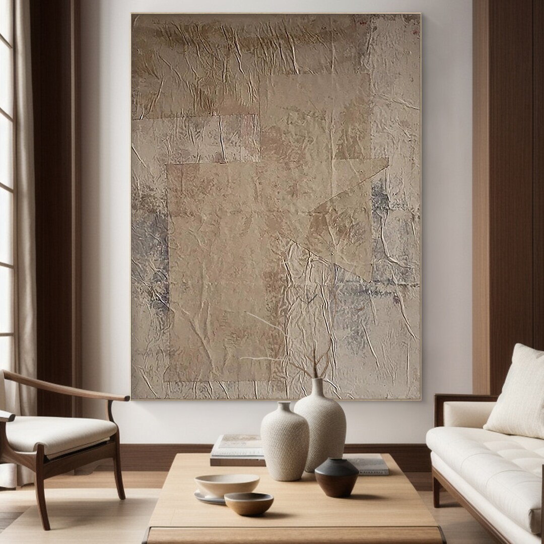 Brown Minimalist Painting, Brown Wabi-sabi Wall Art, Brown Wall Art ...