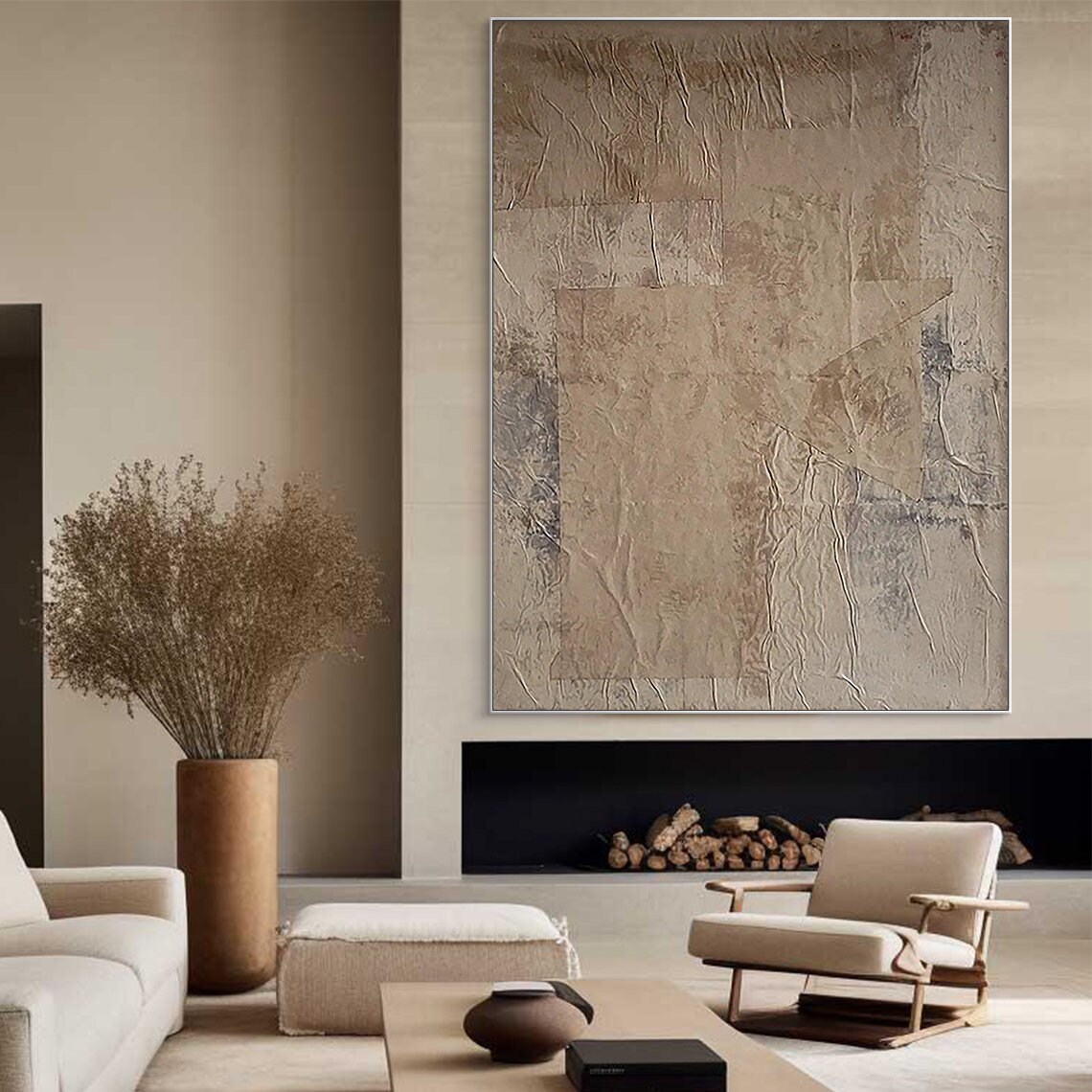 Brown Minimalist Painting, Brown Wabi-sabi Wall Art, Brown Wall Art ...