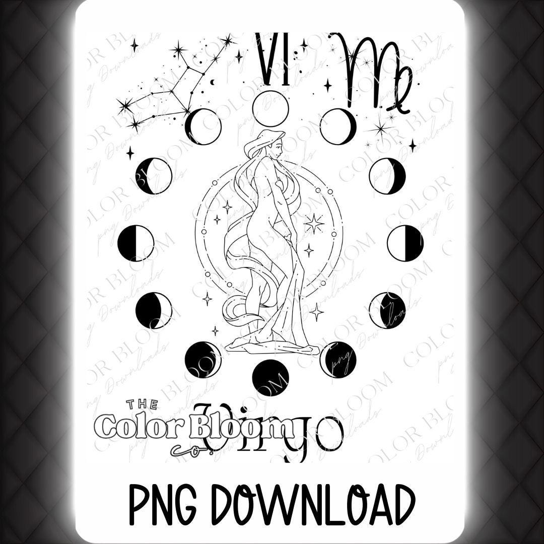 Virgo Moon Phase PNG Digital Download | Astrology Clipart for ...