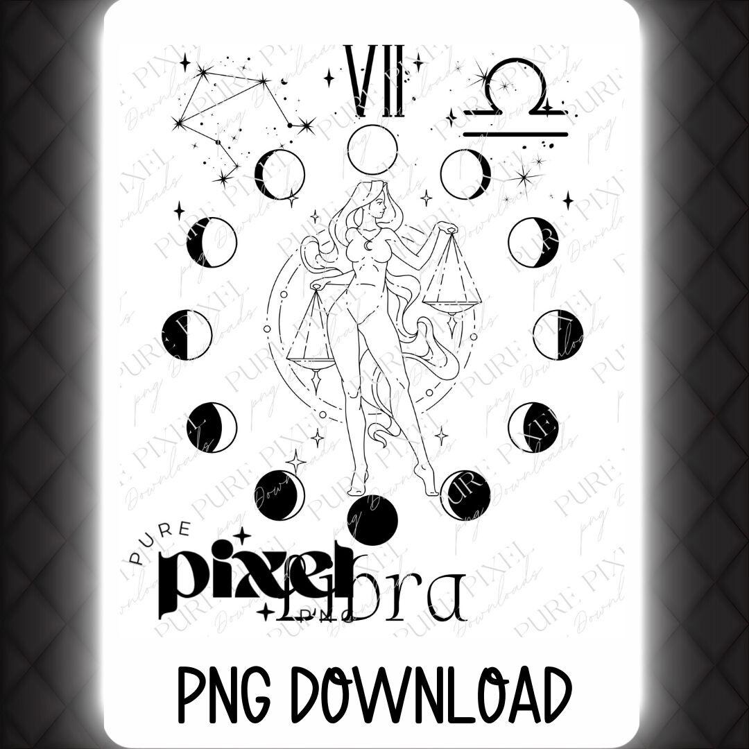 Libra Zodiac Moon Phase PNG | Astrology Constellation Digital Download ...