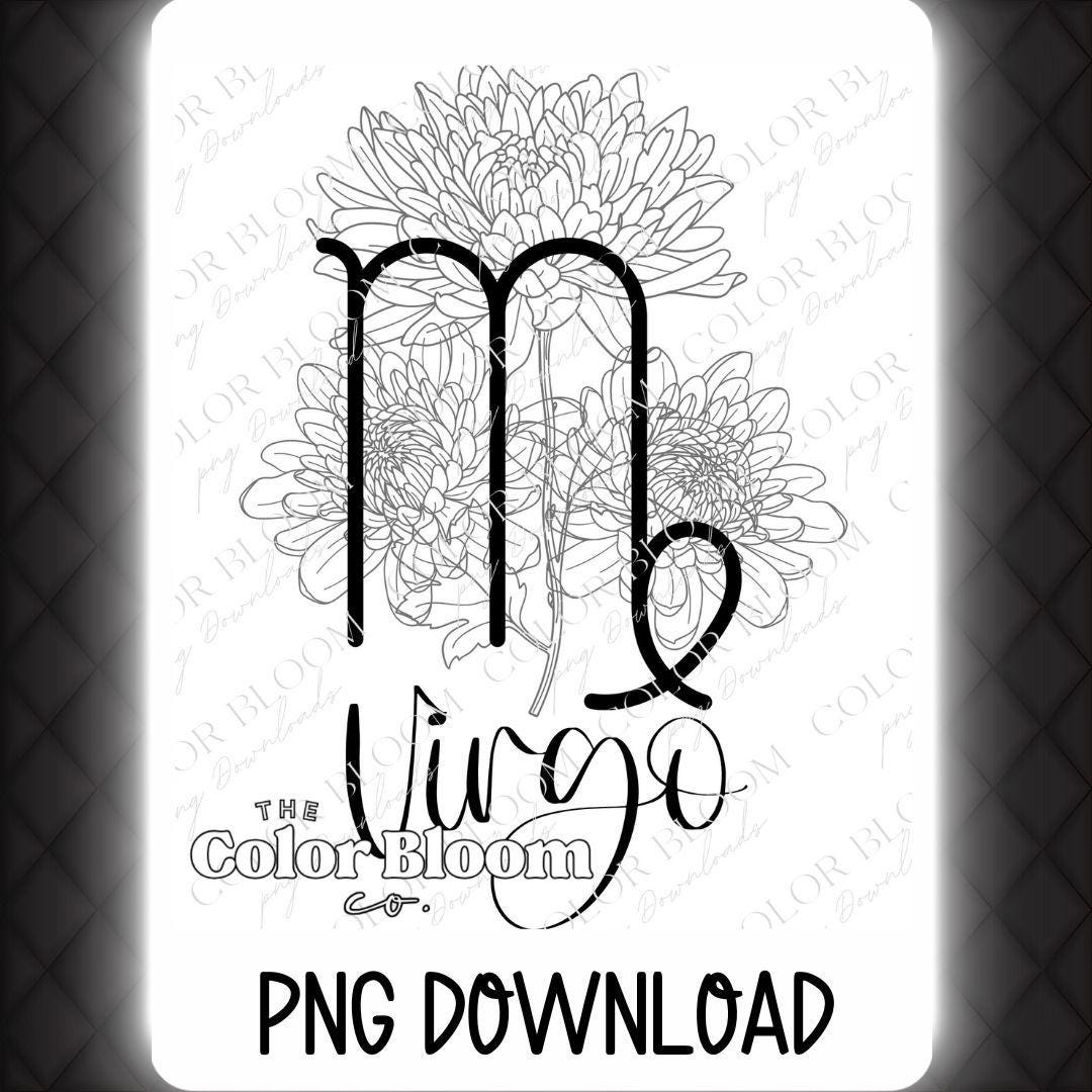Virgo Flower Zodiac PNG | Virgo Floral Digital Download | Astrology ...