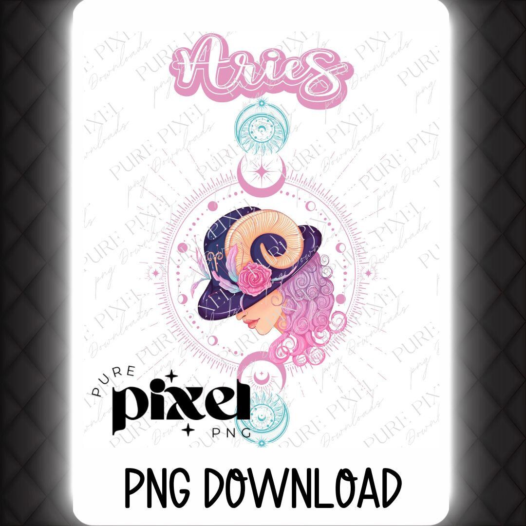 Aries Zodiac Pastel PNG | Aries Digital Download | Celestial Astrology ...