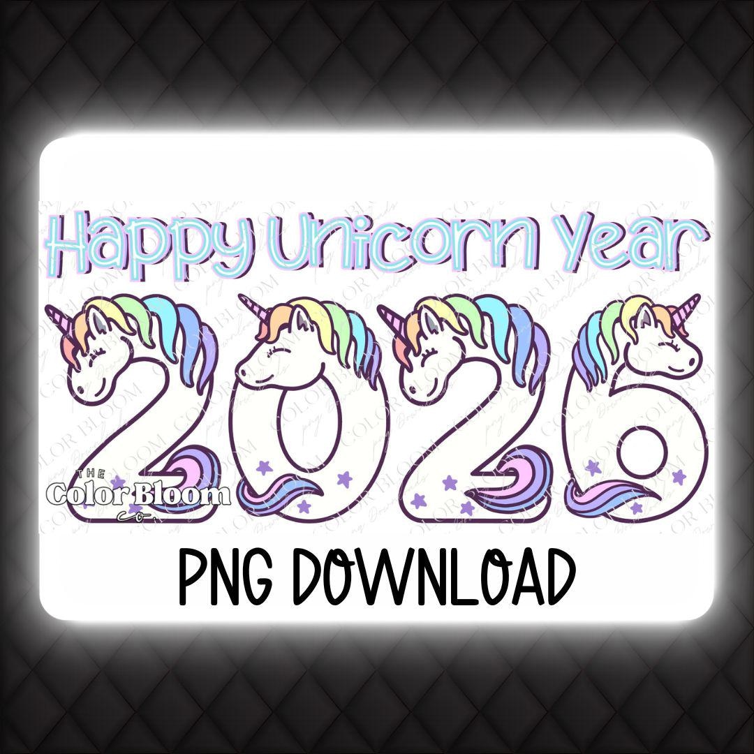 Happy Unicorn Year 2026 PNG | Pastel Unicorn Clipart | Magical New Year ...
