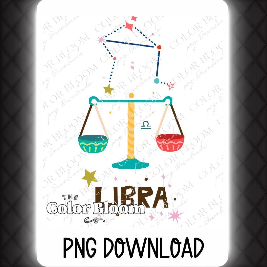 Libra Zodiac PNG Digital Download | Astrology Sublimation Design for ...
