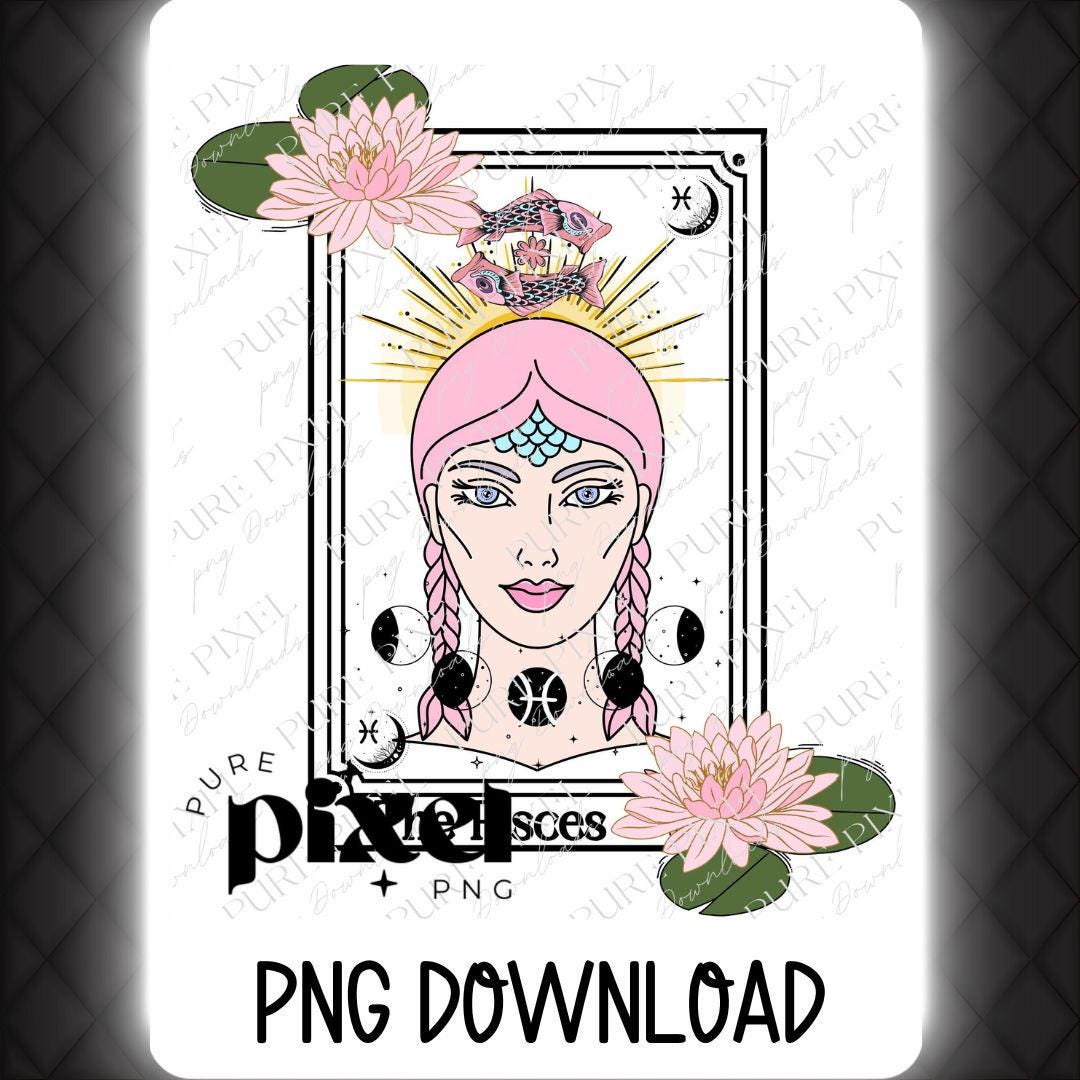 Pisces Zodiac PNG Digital Download | Pisces Tarot Card Design ...