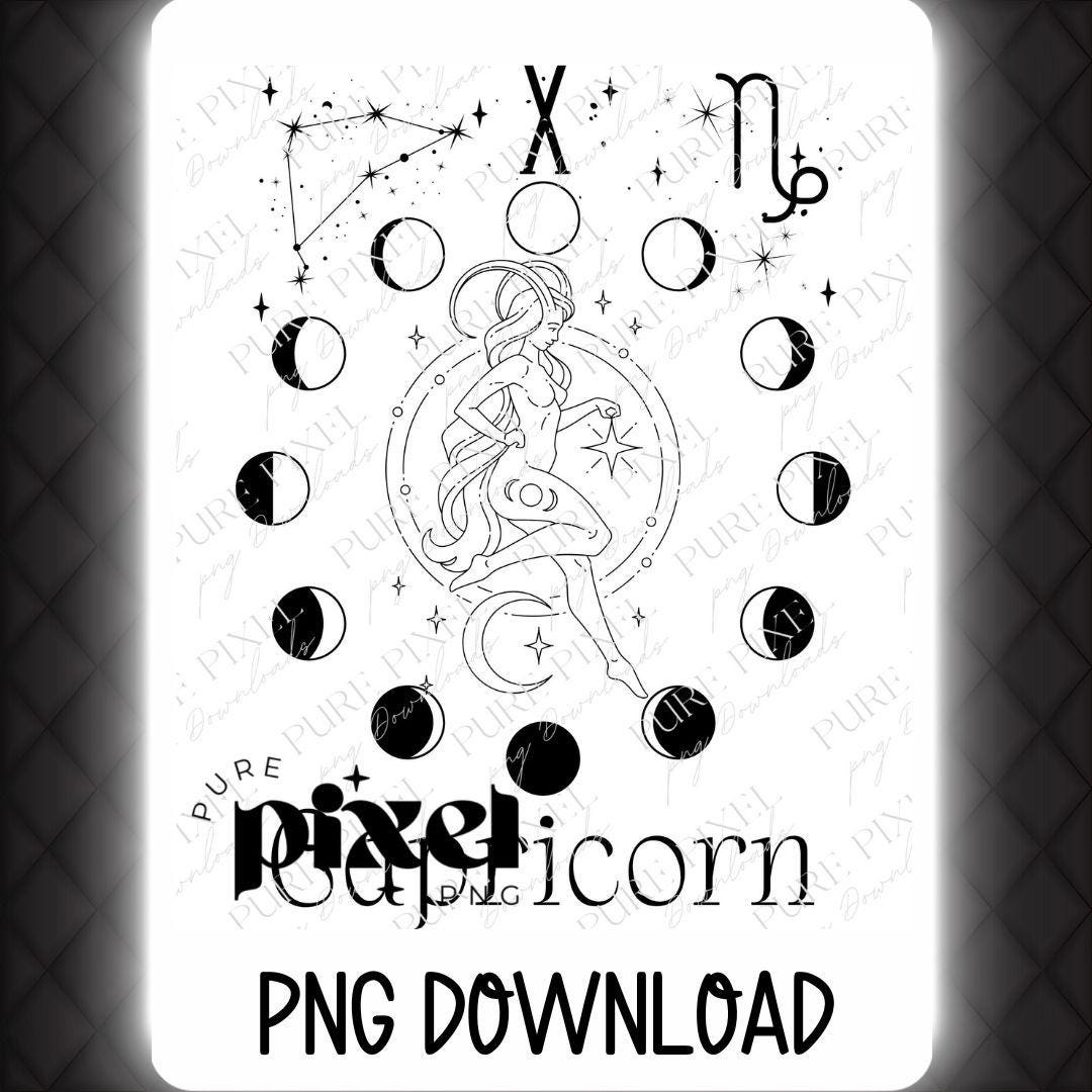 Capricorn Moon Phases PNG | Astrology Constellation Digital Download ...
