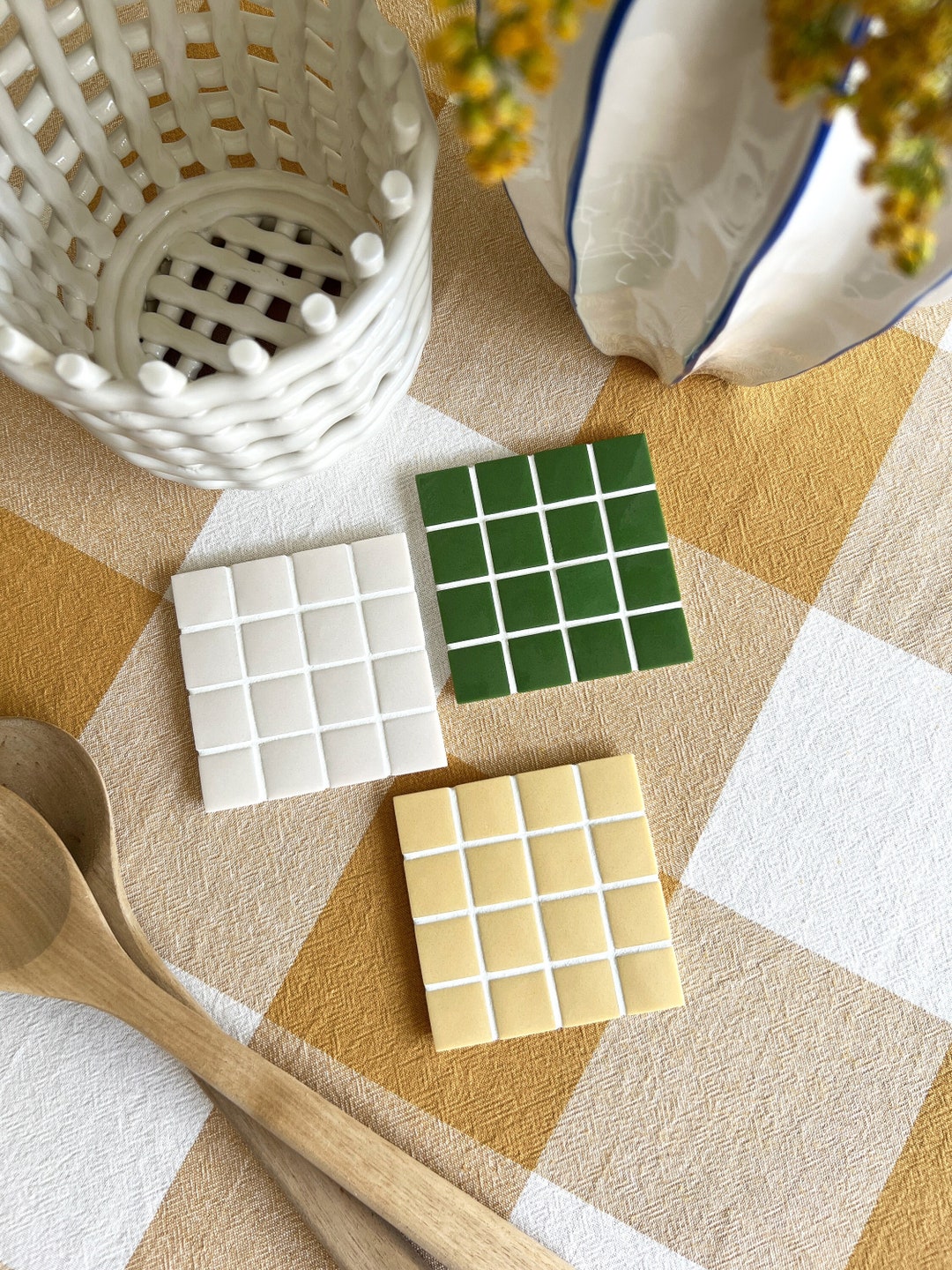 Coasters Tiles Tile Coasters Mosaic Green Beige Tile Coasters Cup ...