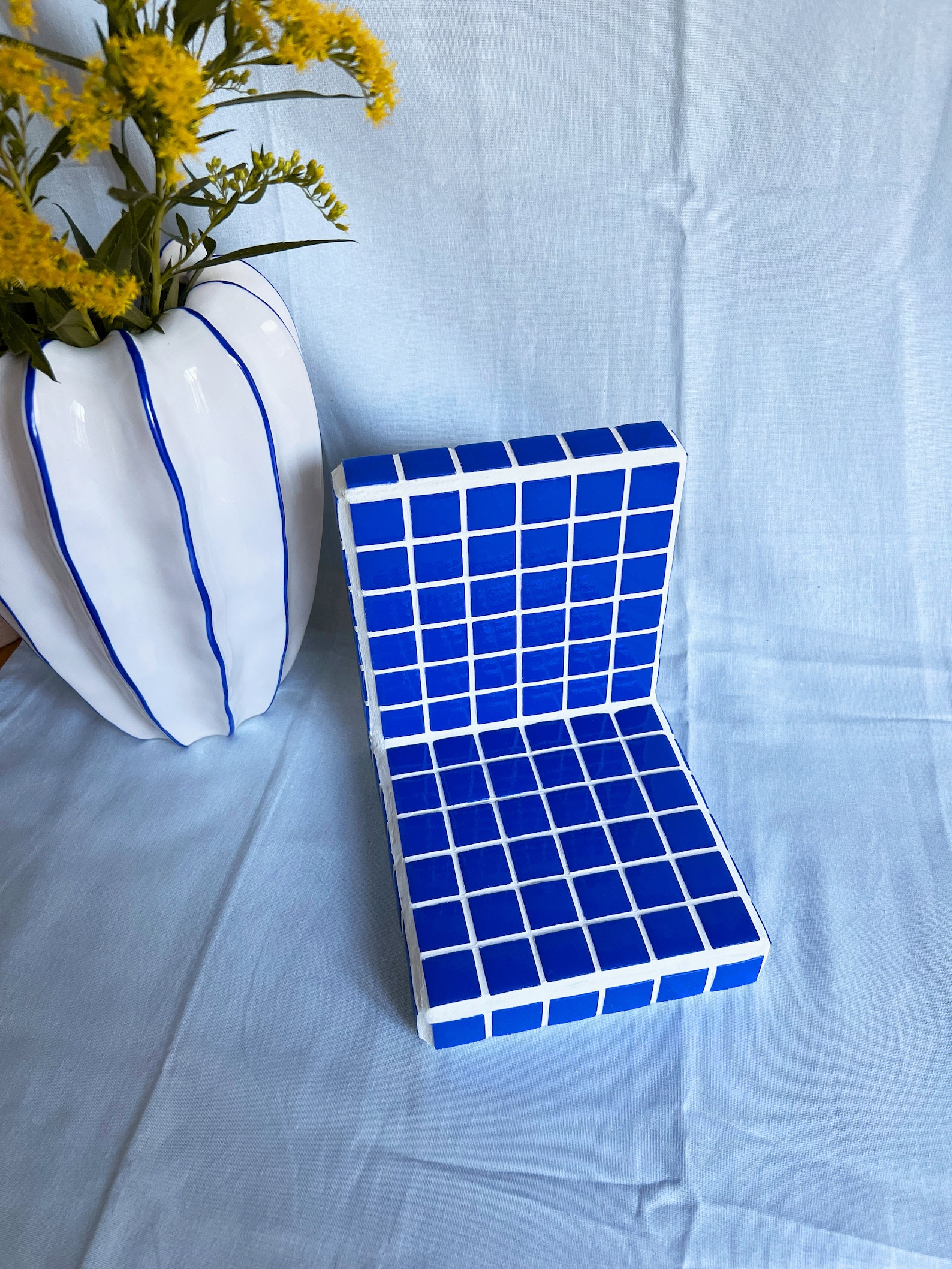 Shelf Tiles Tile Shelf Mosaic Blue White Tile Shelf Wall Shelf Tile ...