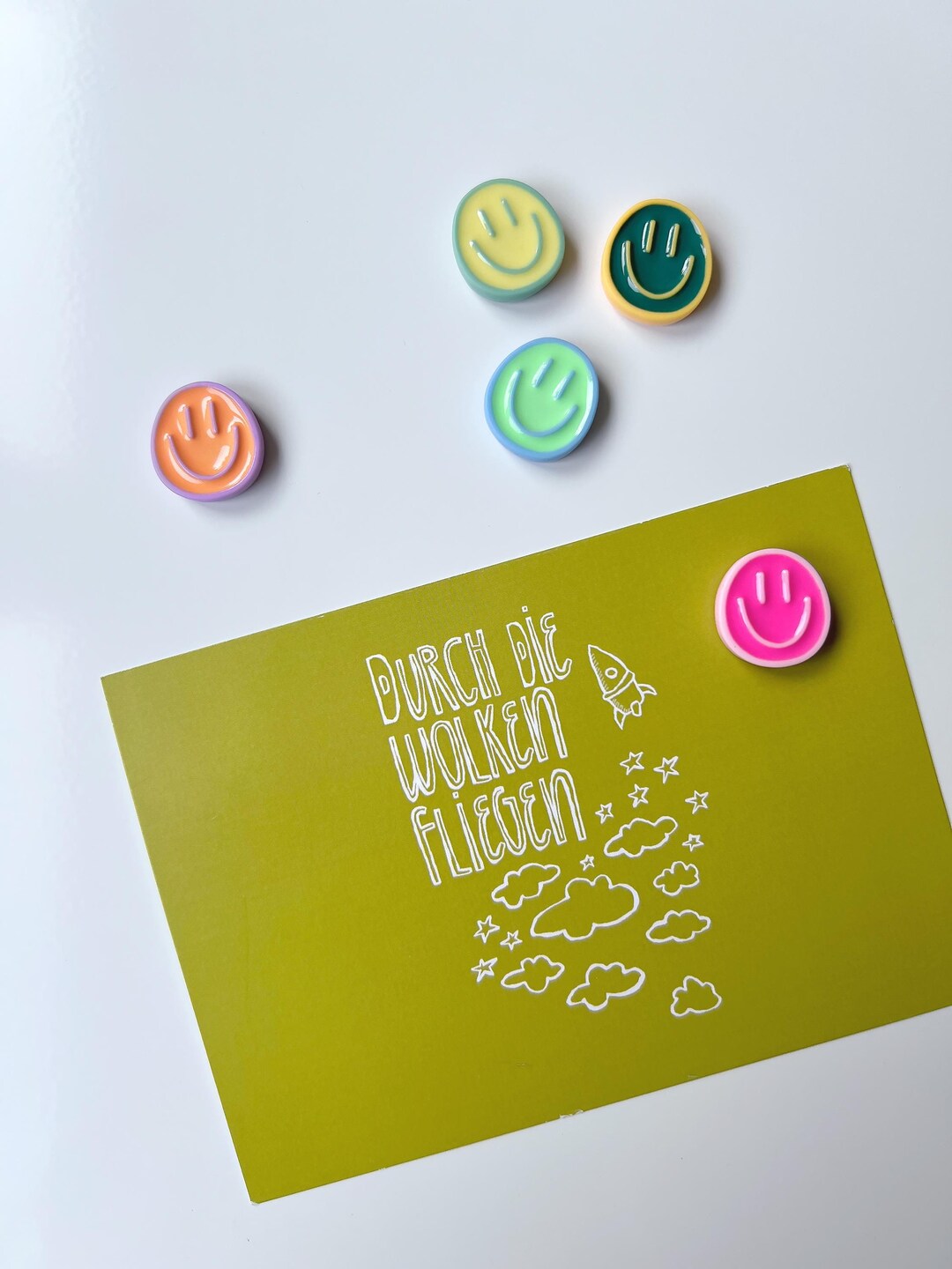 Smiley Magnet Set Pastel Colorful Fridge Smiling Face Gift Pinboard ...