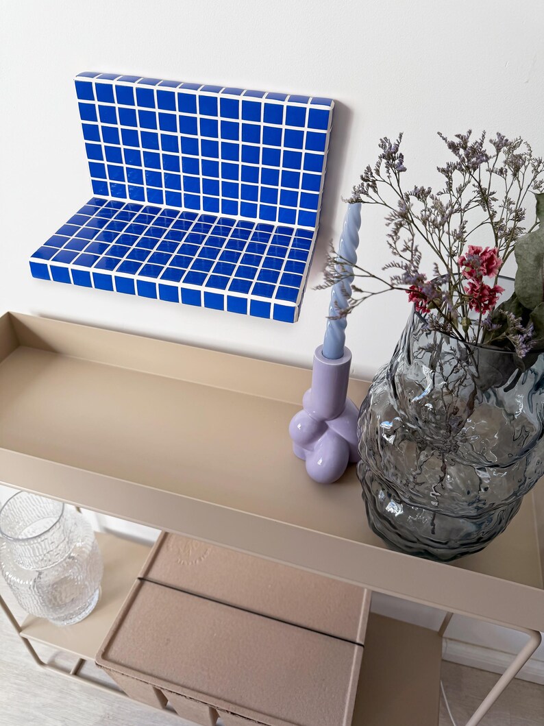 Shelf | Tiles | Tile Shelf | Mosaic | Blue | White | Tile Shelf | Wall ...